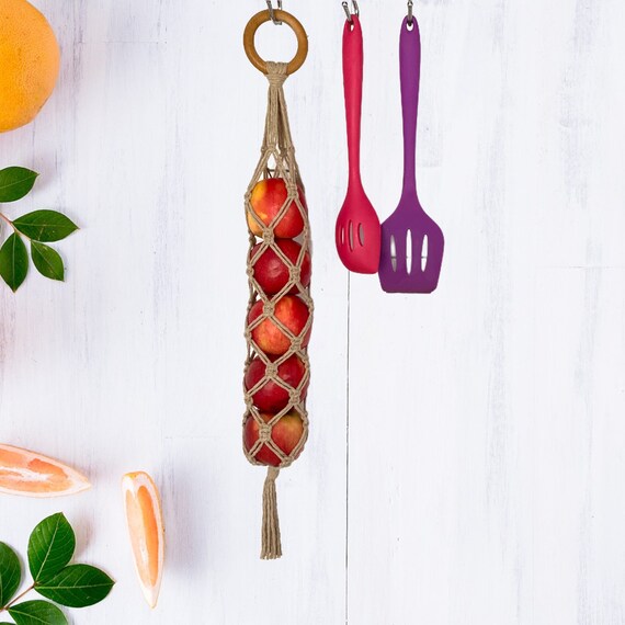 Taupe macrame food storage vegetable keeper zero waste food | Etsy