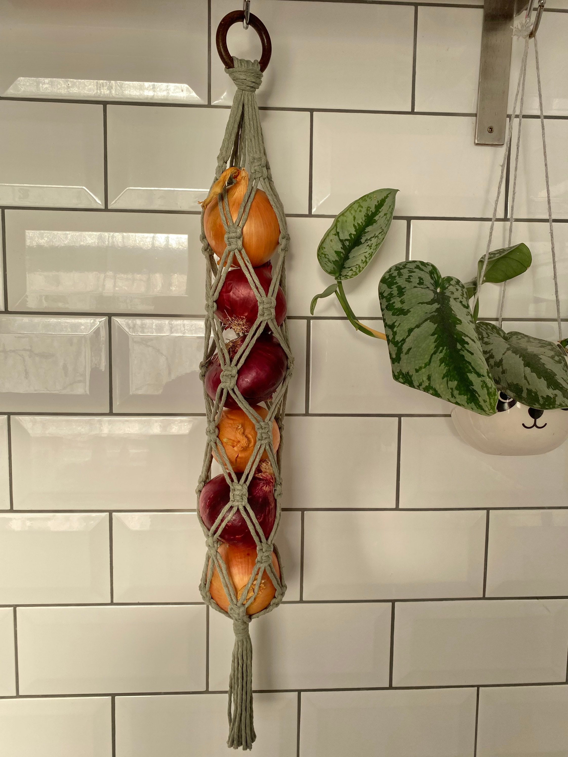 Sage Green Macrame Food Storage Vegetable Keeper Pantry Bag - Etsy