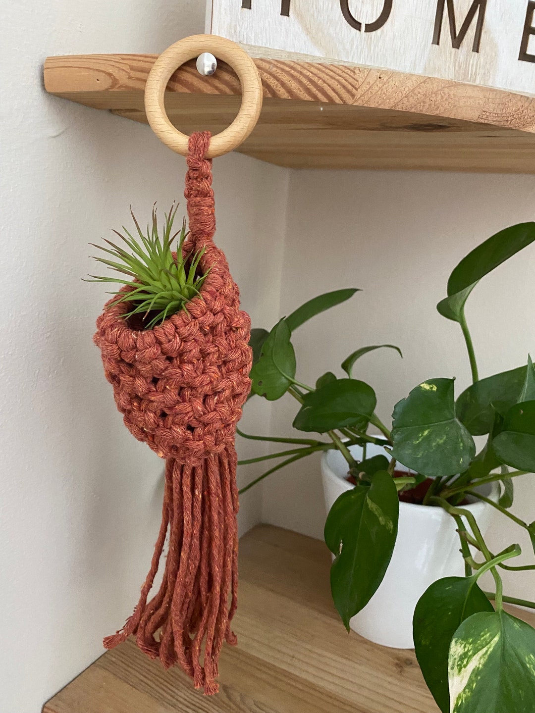 Terracotta Air Plant Hanger, Macrame Pod Hanger, Mini Plant Hanger ...