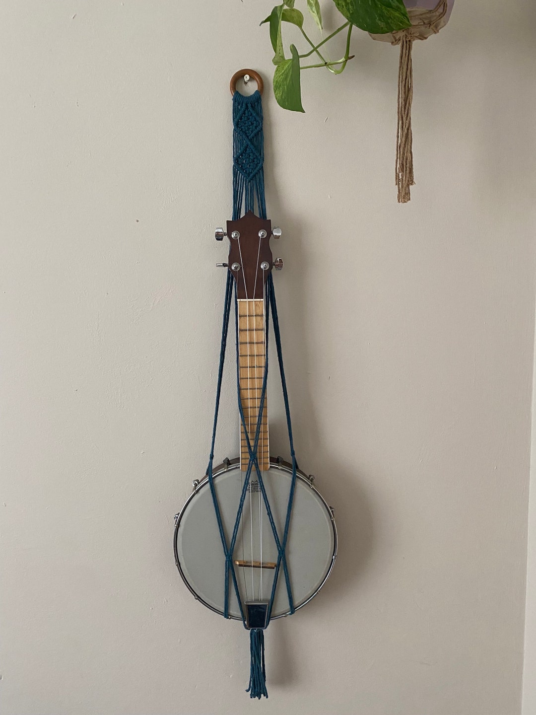 Petrol Macrame Banjo Uke Hanger, Music Home Decor, Banjo Strap, Gifts ...