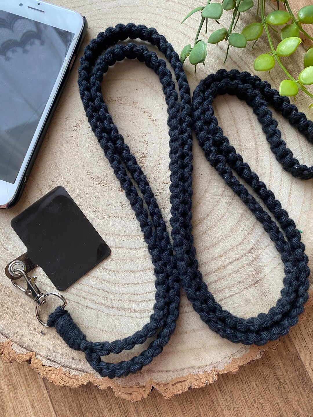 Black Macrame Cross Body Phone Strap Phone Tetheruniversal - Etsy
