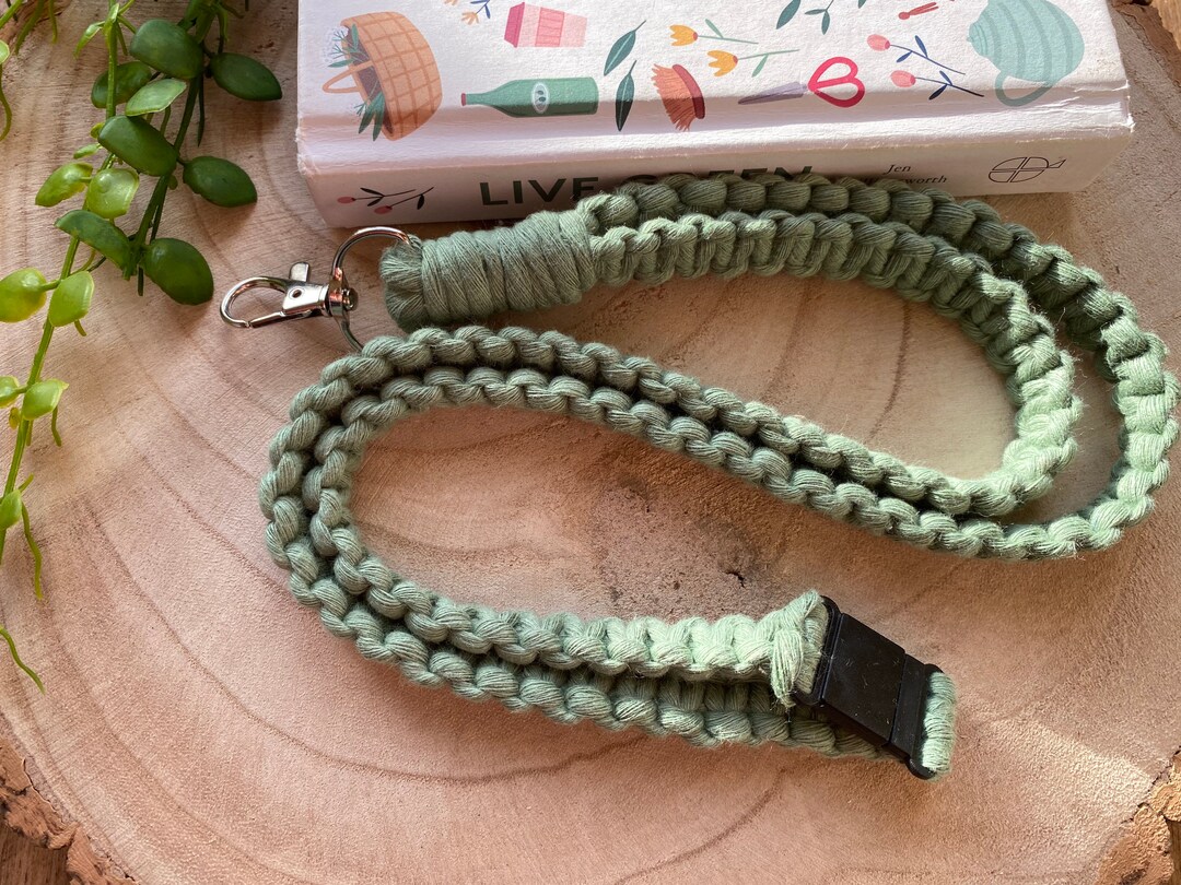Green Macrame Lanyard | Lanyard for Keys | ID Badge Holder | Name Tag ...