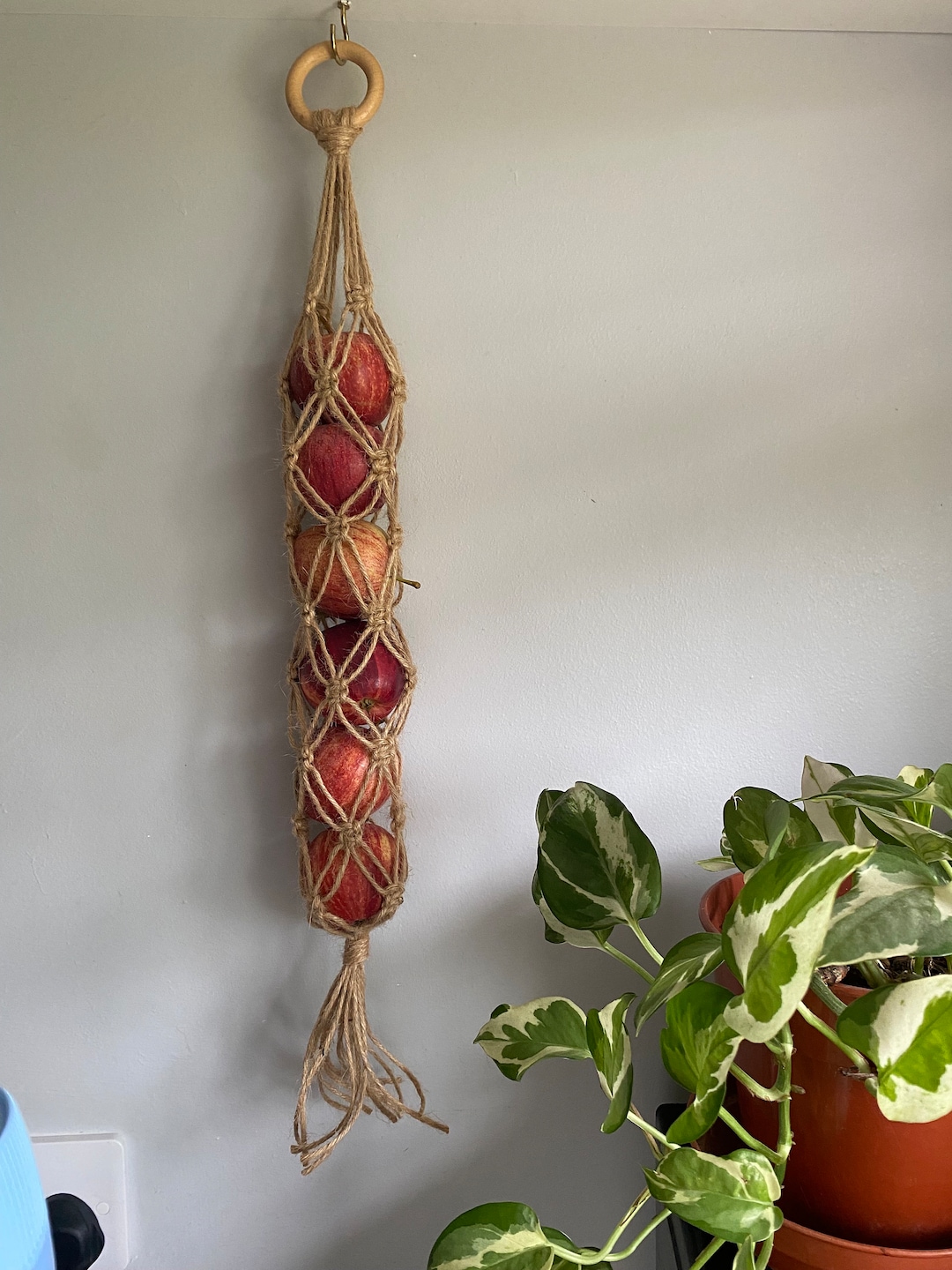 Natural Jute Macrame Food Storage, Vegetable Keeper, Pantry Bag, Boho ...