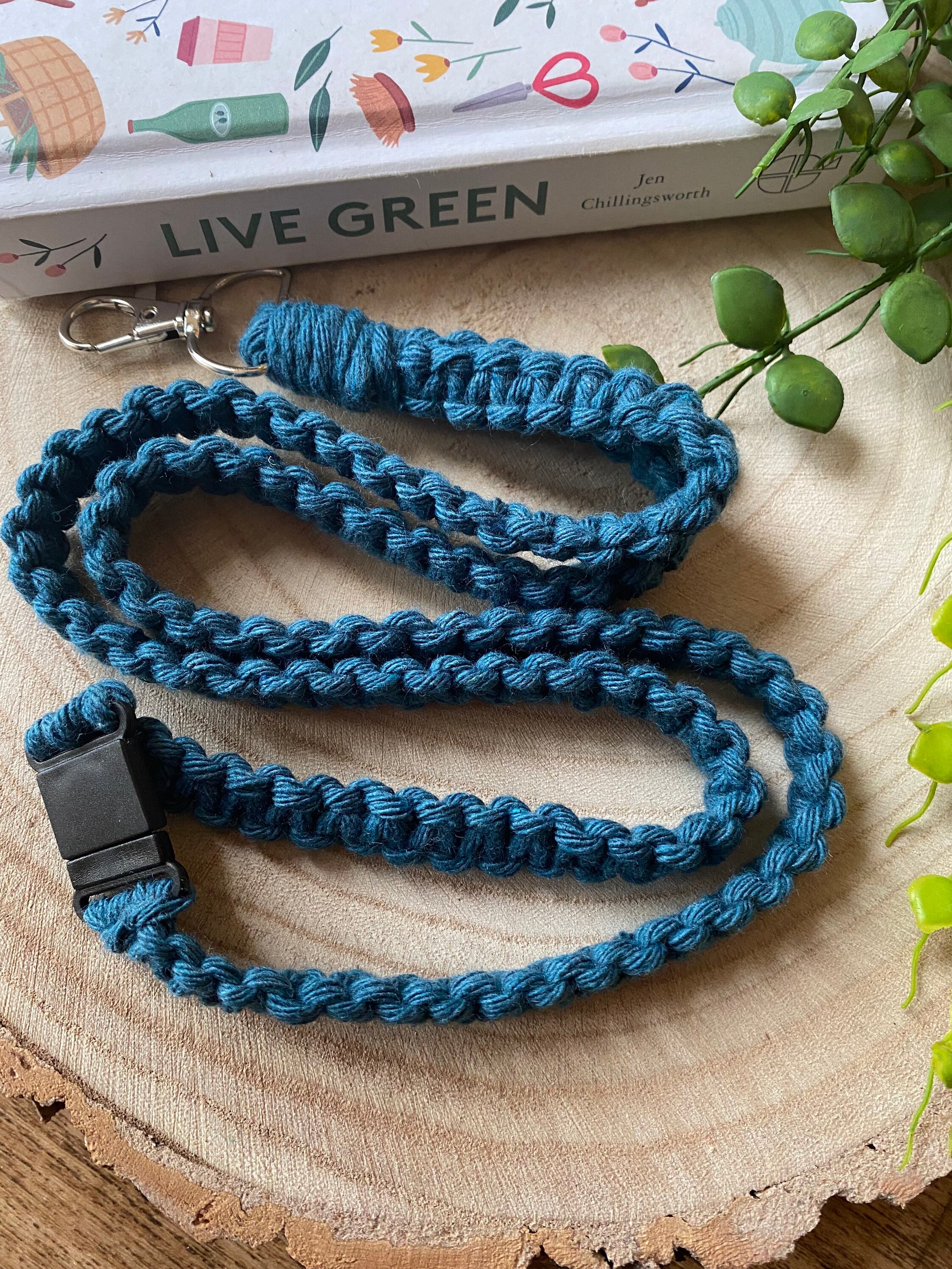 Petrol Blue Macrame Lanyard Lanyard for Keys ID Badge - Etsy