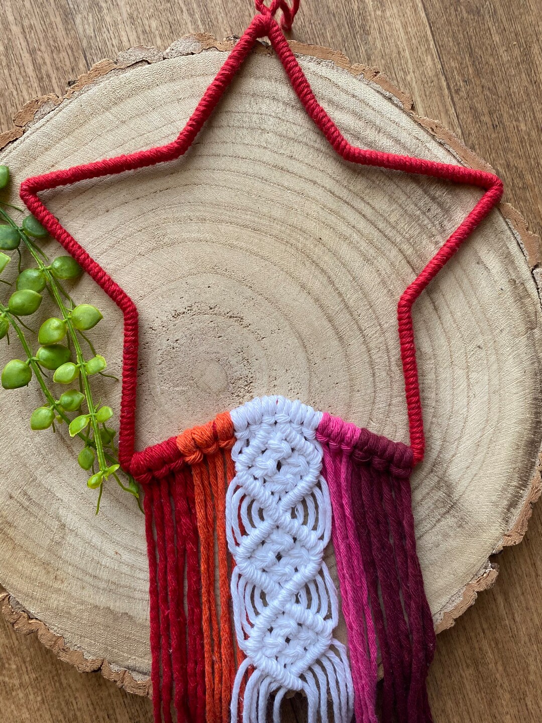 Pink Star Shaped Macrame Wall Decor, Recycled Cotton, Girls Nursery ...