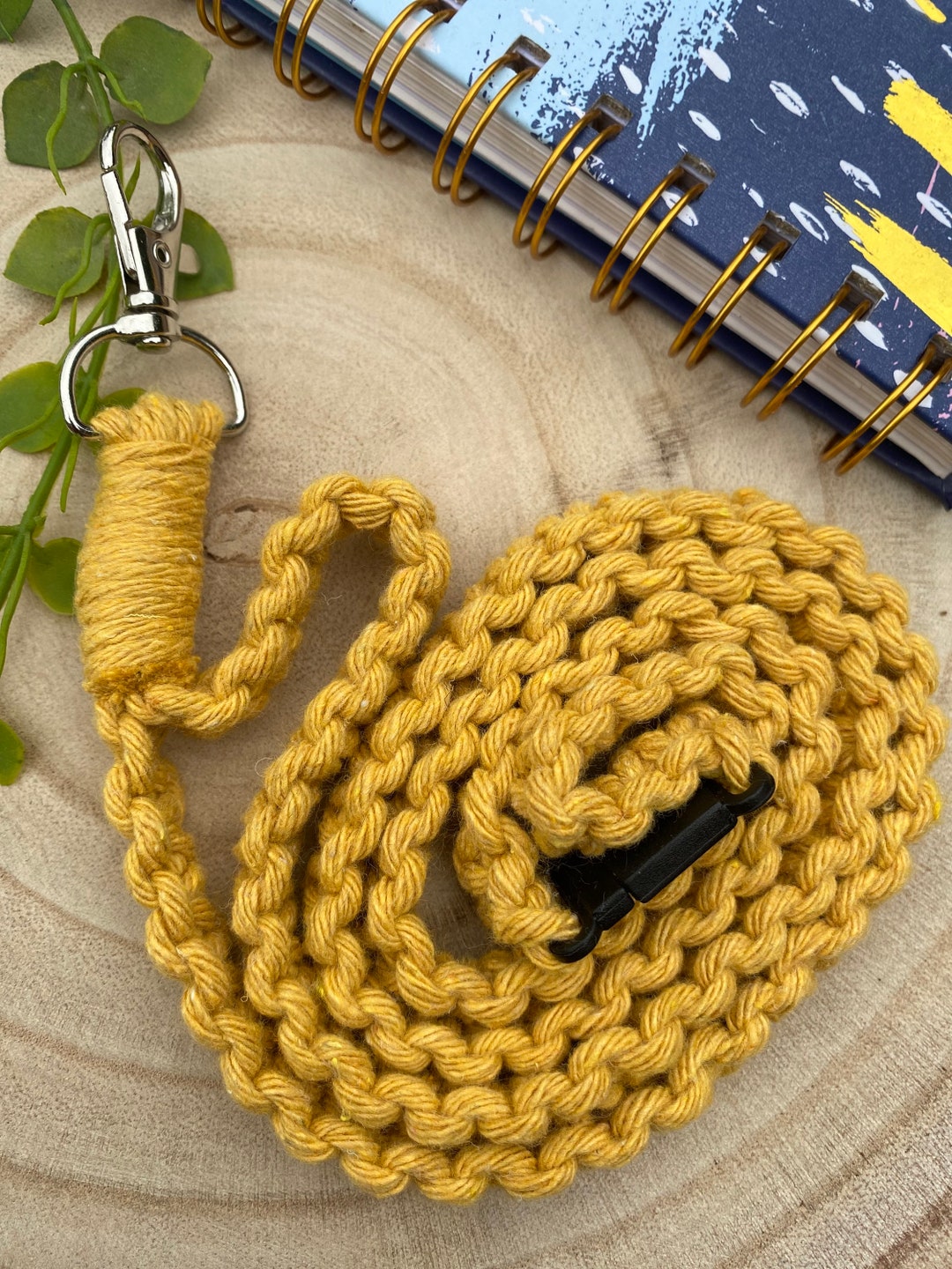 Mustard Yellow Macrame Lanyard for Keys, ID Badge Holder, Eco Friendly ...