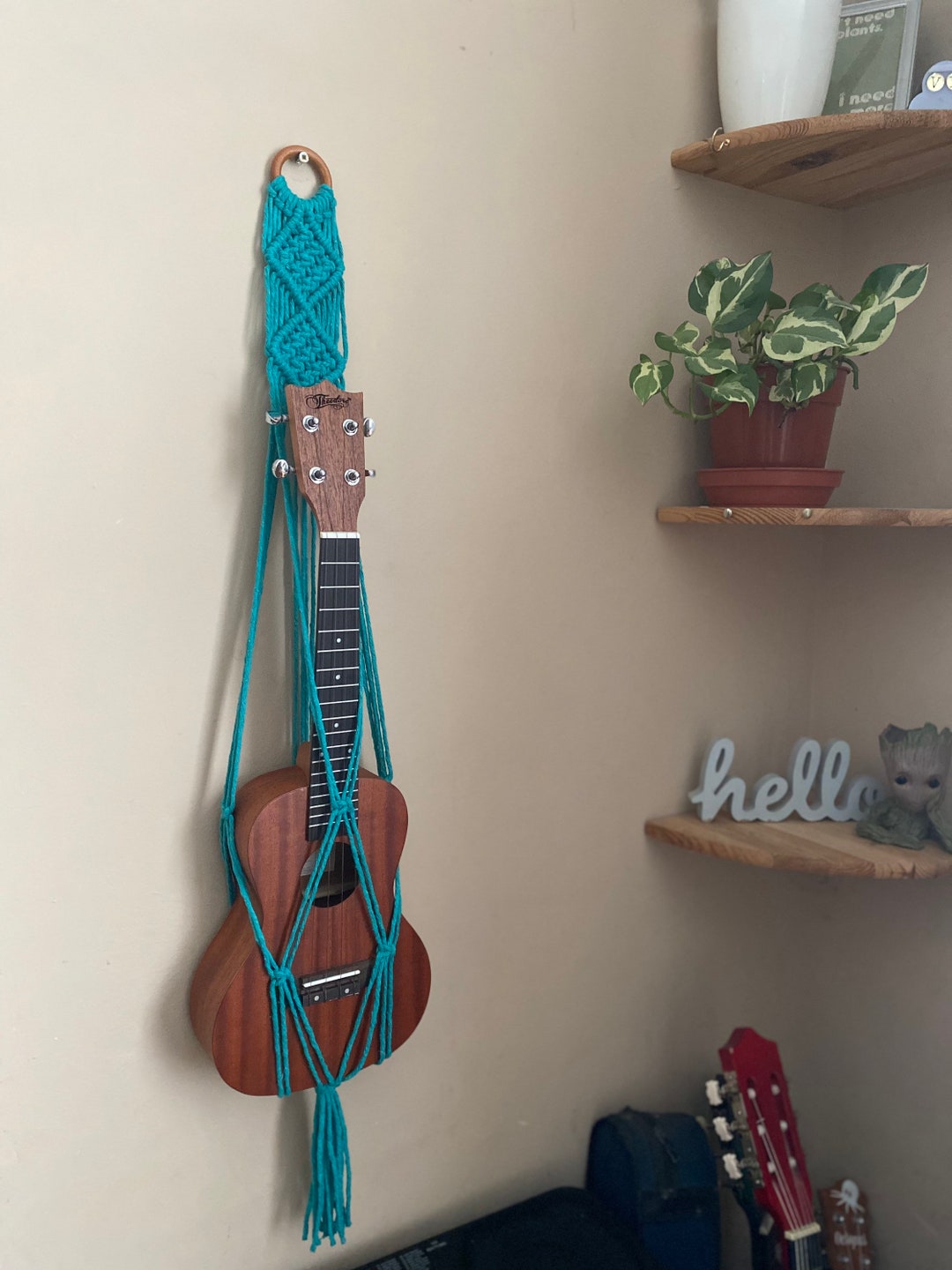 Lagoon Macrame Ukulele Hanger Holder Hook, Music Home Decor, Ukulele ...