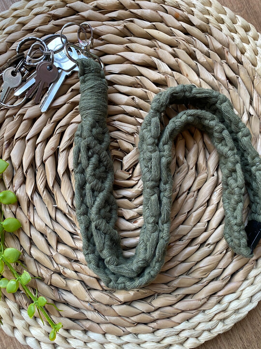 Green Patterned Macrame Lanyard Lanyard for Keys ID Badge - Etsy
