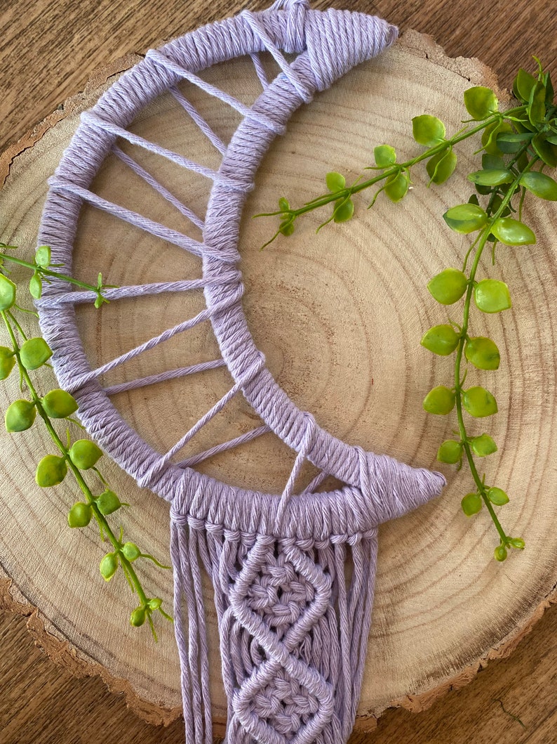 Purple Moon Wall Hanging Macrame Moon Wall Art Crescent - Etsy