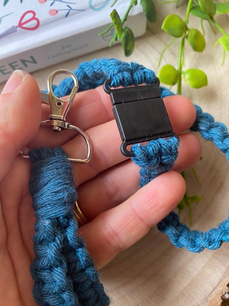 Petrol Blue Macrame Lanyard Lanyard for Keys ID Badge - Etsy