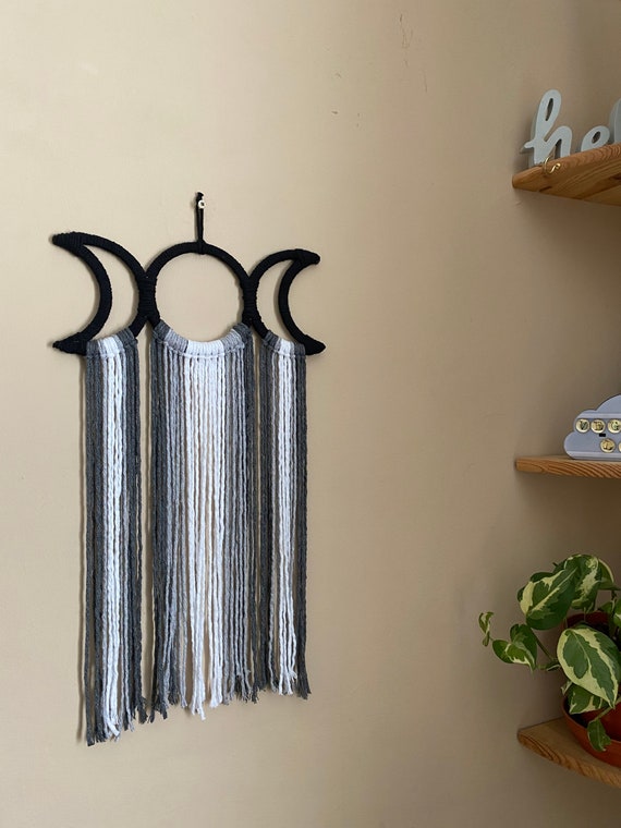 Triple Moon Goddess Wall Hangingmacrame Moon Wall Art - Etsy