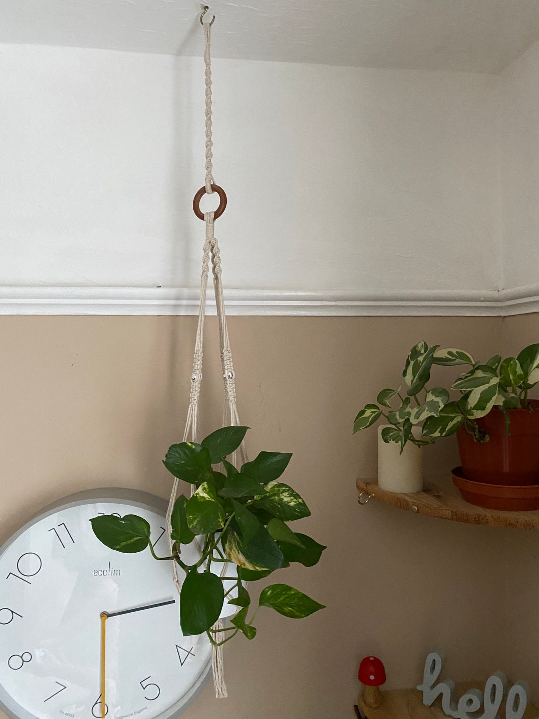 Natural Macrame Plant Hanger Extender Hook, Long Plant Holder ...