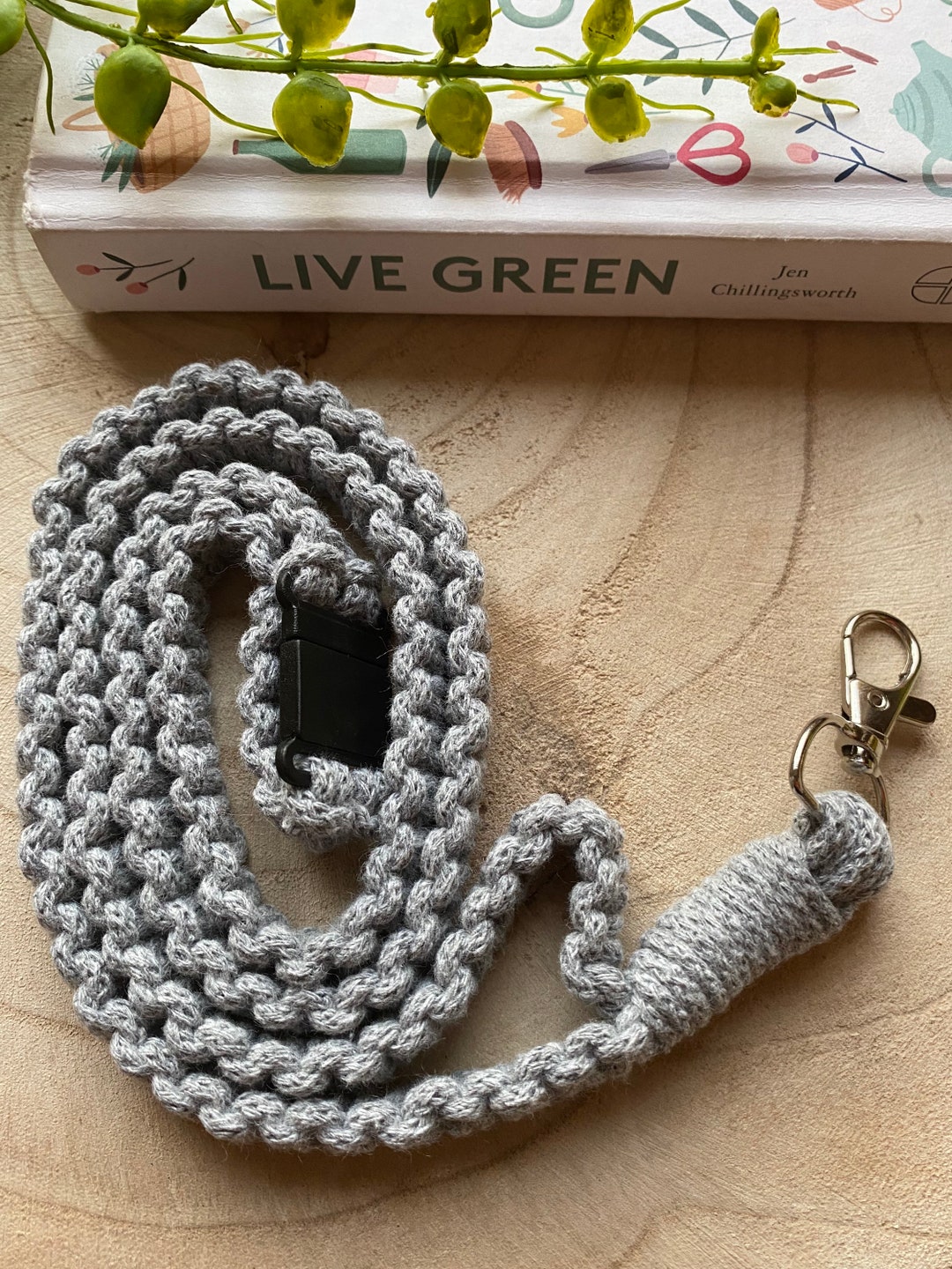 Grey Macrame Lanyard | Lanyard for Keys | ID Badge Holder | Handmade ...