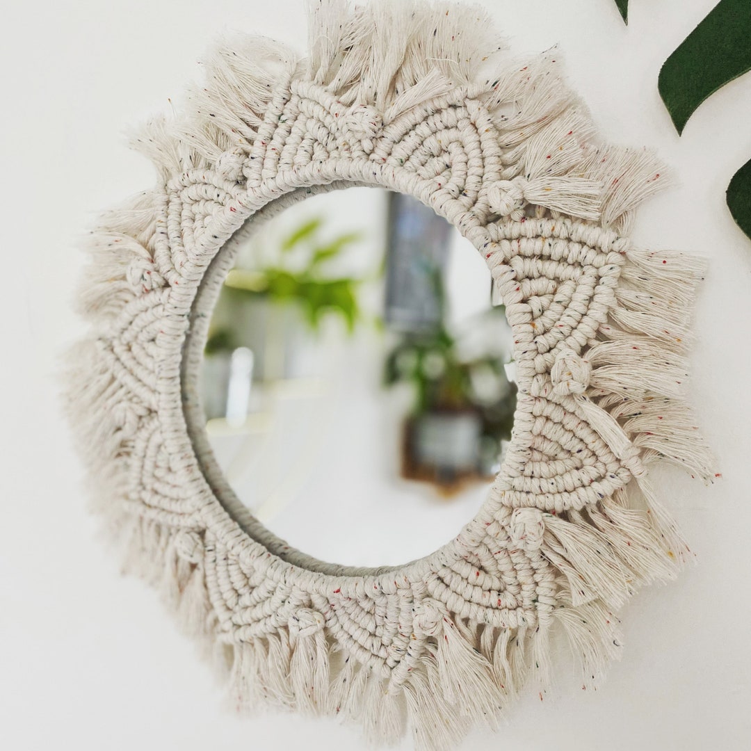 Macrame Mandala Mirror: Boho Rustic Wall Decor - Etsy