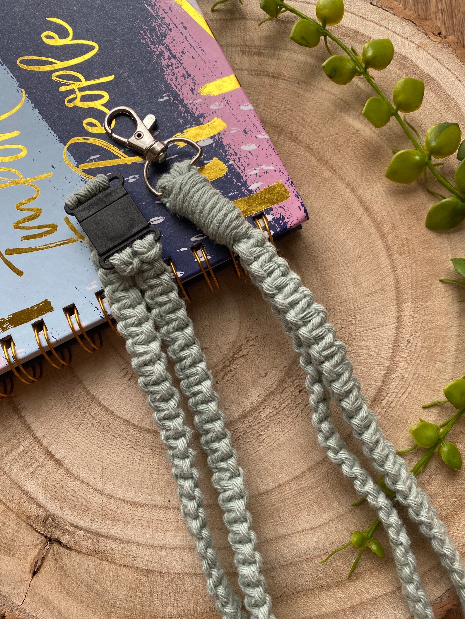 Pastel Green Macrame Lanyard for Keys ID Badge Holder Eco - Etsy