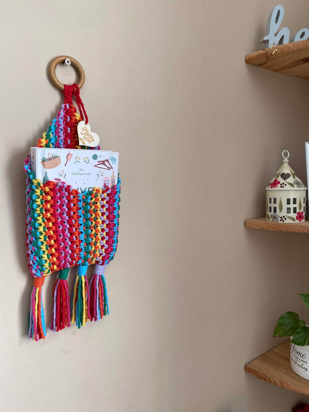 Rainbow Macrame Pocket Wall Storage Multipurpose Hanging - Etsy