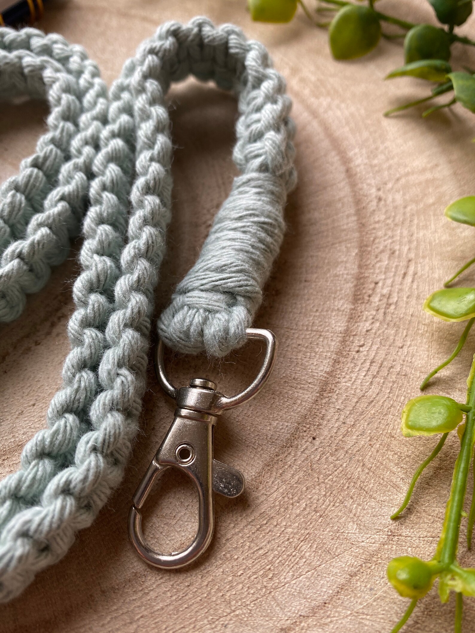 Pastel Green Macrame Lanyard for Keys ID Badge Holder Eco - Etsy