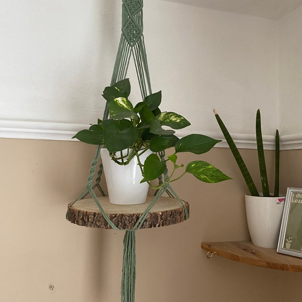 Round Wood Shelf Plant Hanger - Etsy