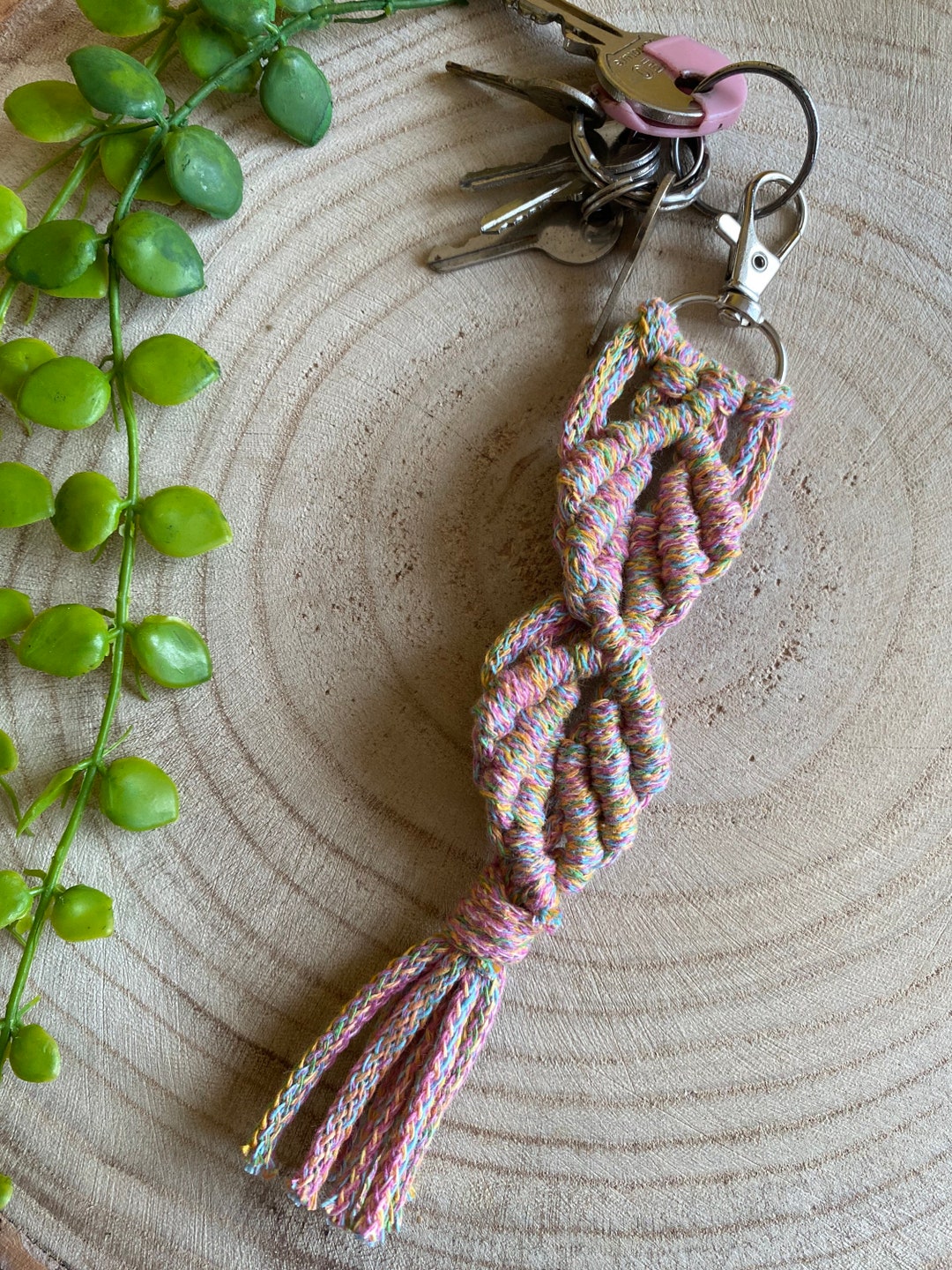 Rainbow Knotted Macrame Keyring, Stocking Filler Gifts, Cute Keychain ...