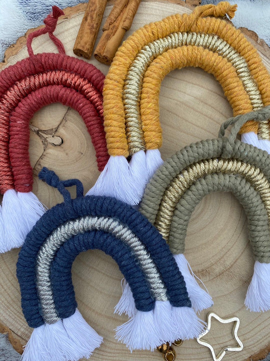 Macrame Rainbow Christmas Tree Ornaments, Seasonal Decor, Christmas ...