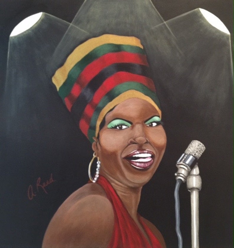Black Diva nina Simone by A. Reed Matted Print of Original Artwork. - Etsy