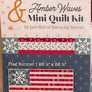 2 KITS! Americana Oh Beautiful Flag RUNNER & Amber Waves Mini QUILT Kit ...