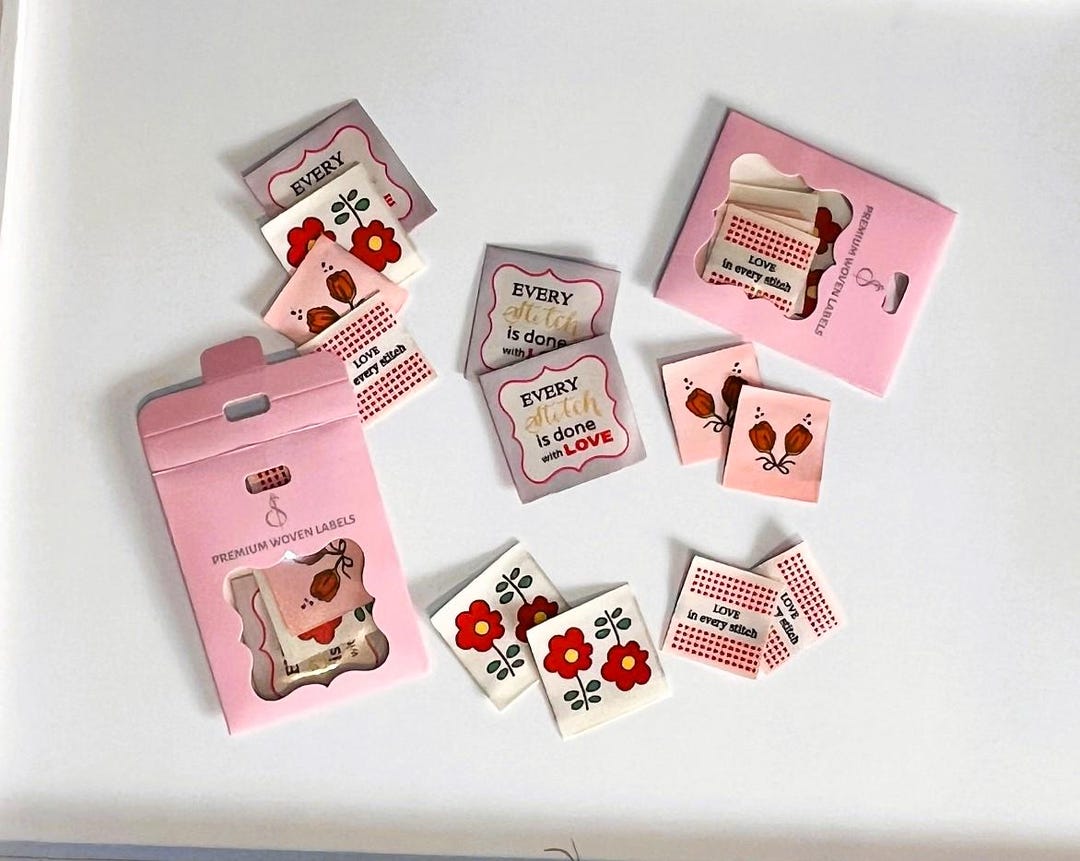Minki Kim ASSORTED WOVEN LABELS. Package of 8. 2 of Each Camellia ...