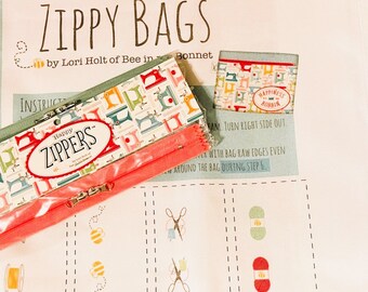 Calico Home Décor Zippy Bags 2 Panel AND Lori Holt Happy Zippers 2 - Etsy