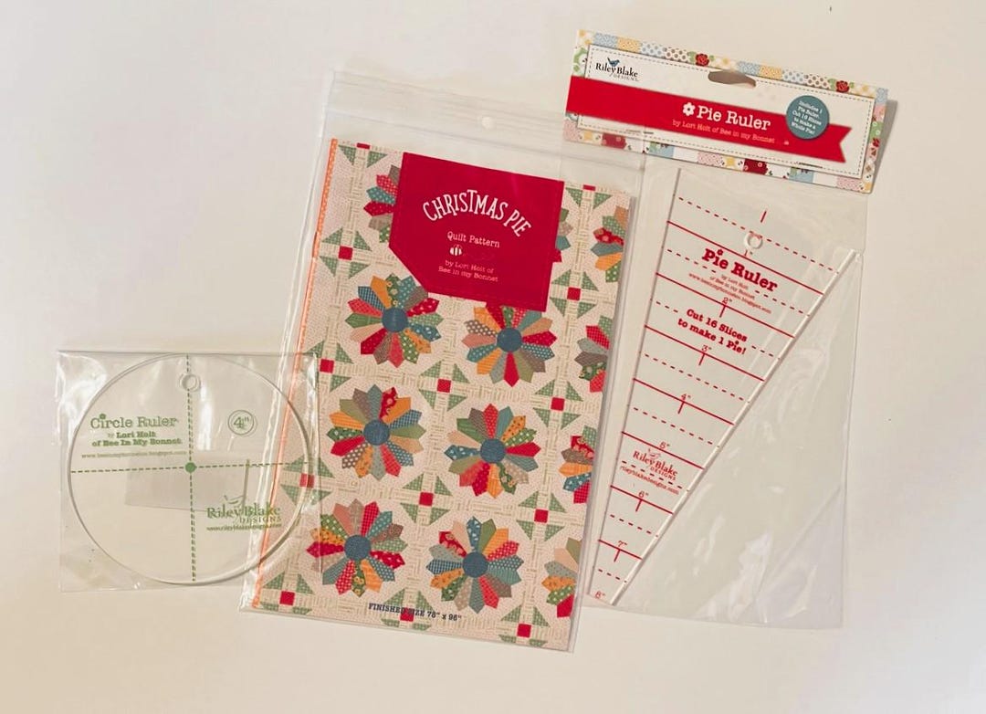CHRISTMAS PIE QUILT Pattern With 8" Pie Ruler and 4" Circle Ruler Set ...