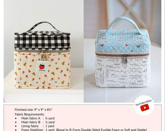 CUTIE CUBE BAG Pattern. Two Finished Sizes 9 X 9 X 8.25 and 8 X 8 X 5 ...