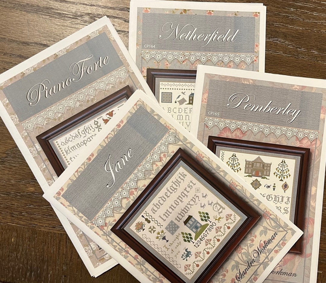 PRIDE and PREJUDICE Cross Stitch Patterns. Set of 4. by Sandra Workman of Pine Mountain Designs ...
