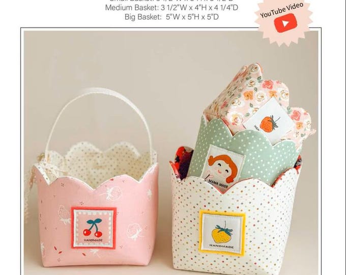 SCALLOPED BASKET TRIO Pattern. by Minki Kim of Sewing Illustration - Etsy
