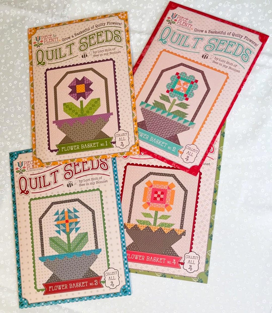 All 4 PIECE & PLENTY QUILT Seeds Flower Baskets Patterns by Lori Holt ...