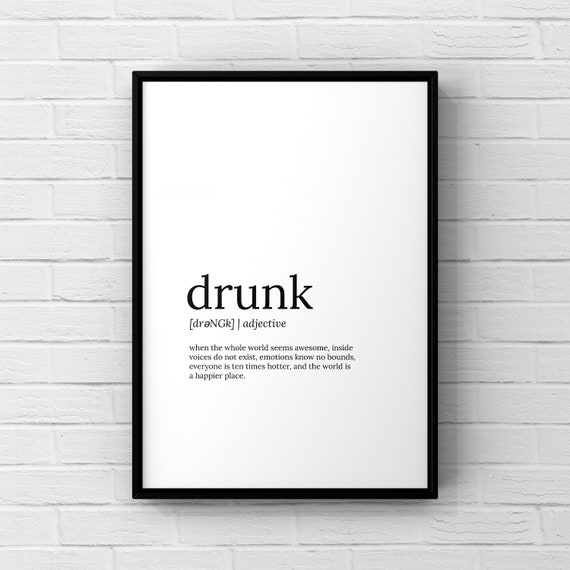 Drunk Definition Home Definition Print Teen Decor Home Wall | Etsy