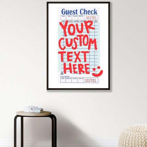 Custom Guest Check Poster Print College Dorm Posters Guest - Etsy