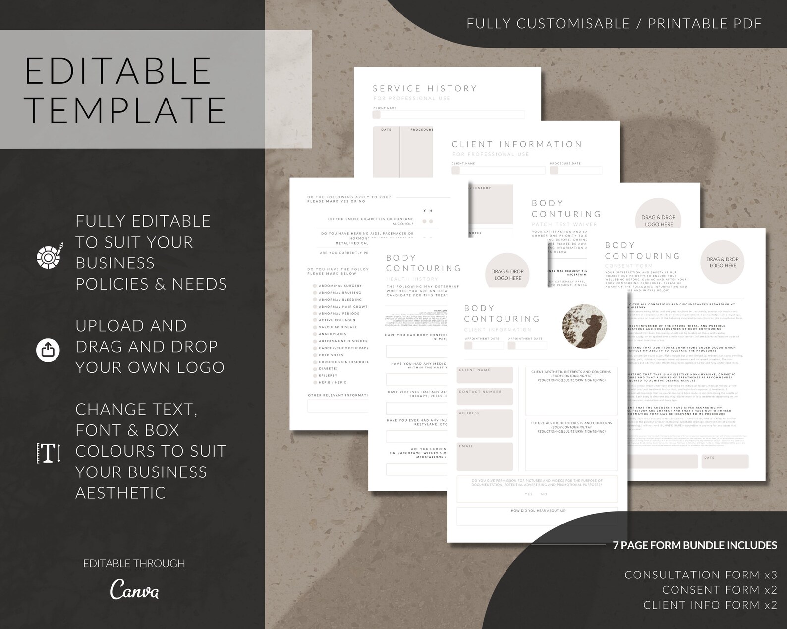 EDITABLE Body Contouring Form Bundle, Body Contouring Consent Forms ...