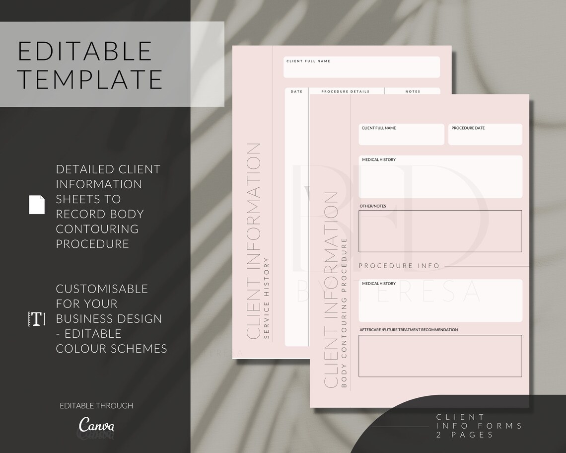 EDITABLE Body Contouring Form Bundle Body Contouring Consent - Etsy