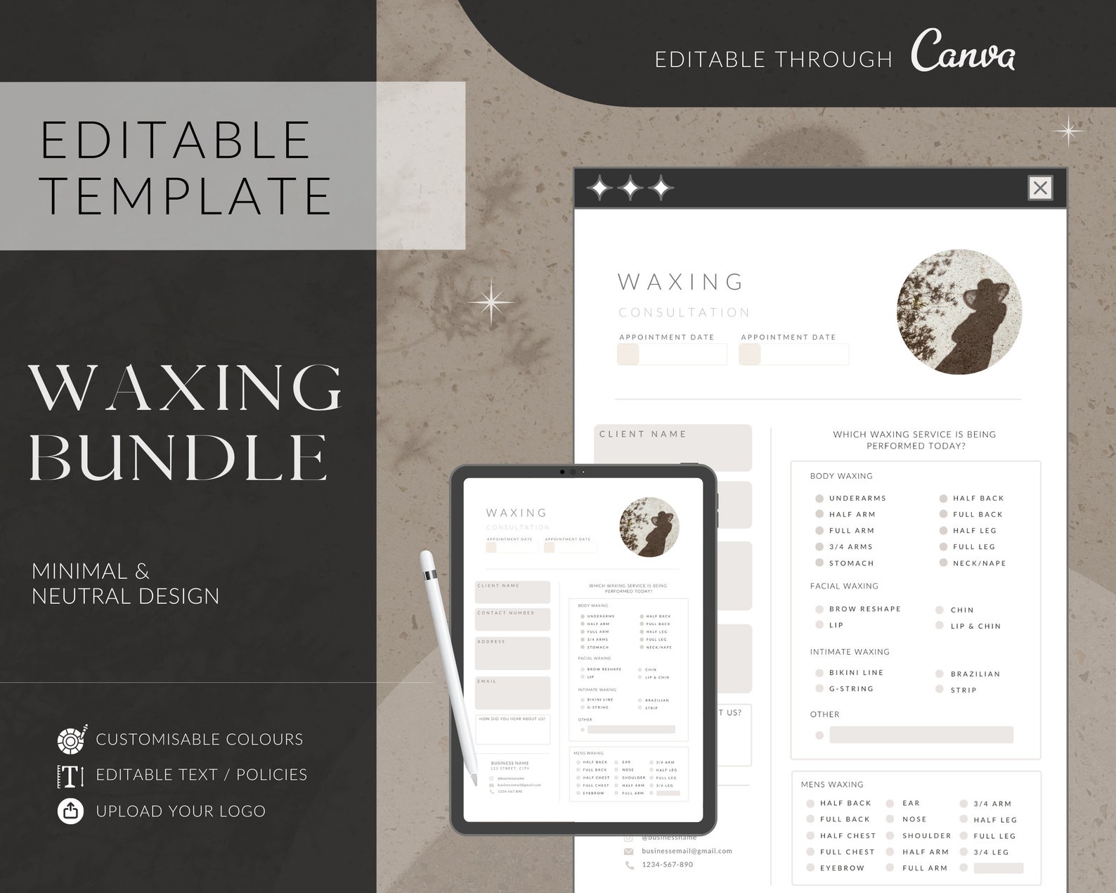 EDITABLE Waxing Consultation Form Bundle, Waxing Consent Forms, Waxing ...