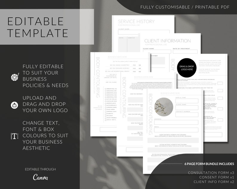 EDITABLE Body Contouring Form Bundle, Body Contouring Consent Forms ...