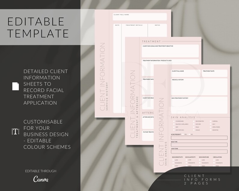 EDITABLE Facial Consultation Form Bundle, Facial Consent Forms, Facial ...