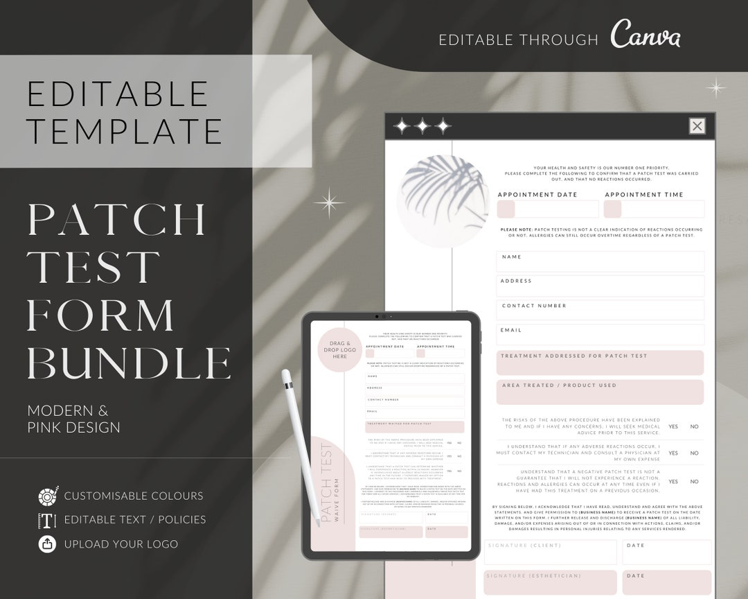 EDITABLE Patch Test Consent and Waive Form Bundle for Lash Artists ...
