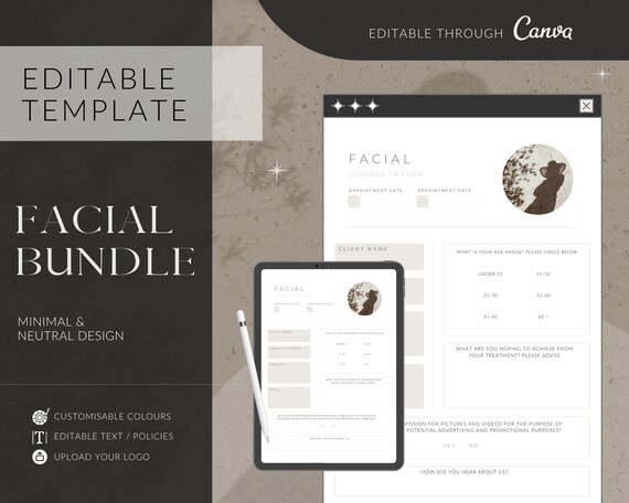 EDITABLE Facial Consultation Form Bundle Facial Consent - Etsy