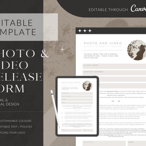 Photo or Video Release Form Photo Waiver Editable Canva - Etsy