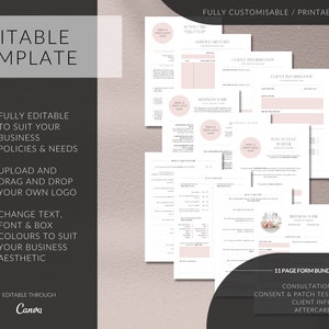 EDITABLE Permanent Makeup Consultation Forms, Cosmetic Tattoo PMU ...