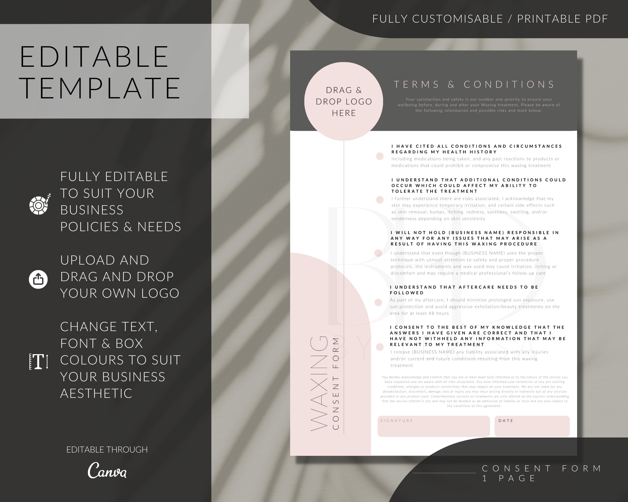 EDITABLE Waxing Consultation Form Bundle, Waxing Consent Forms, Waxing ...