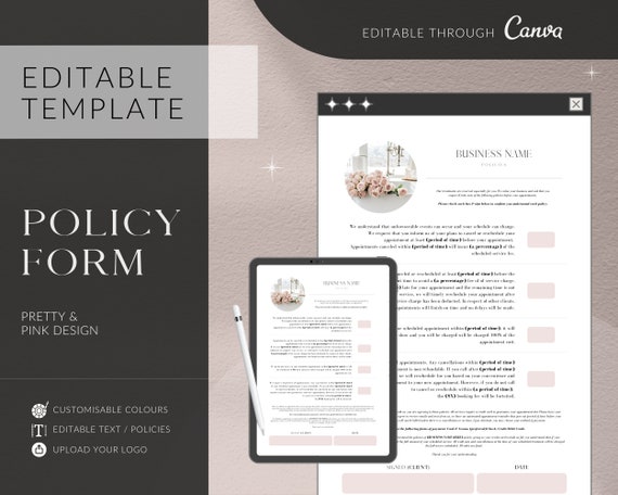 EDITABLE Salon Policy Form for Estheticians & Beauty | Etsy
