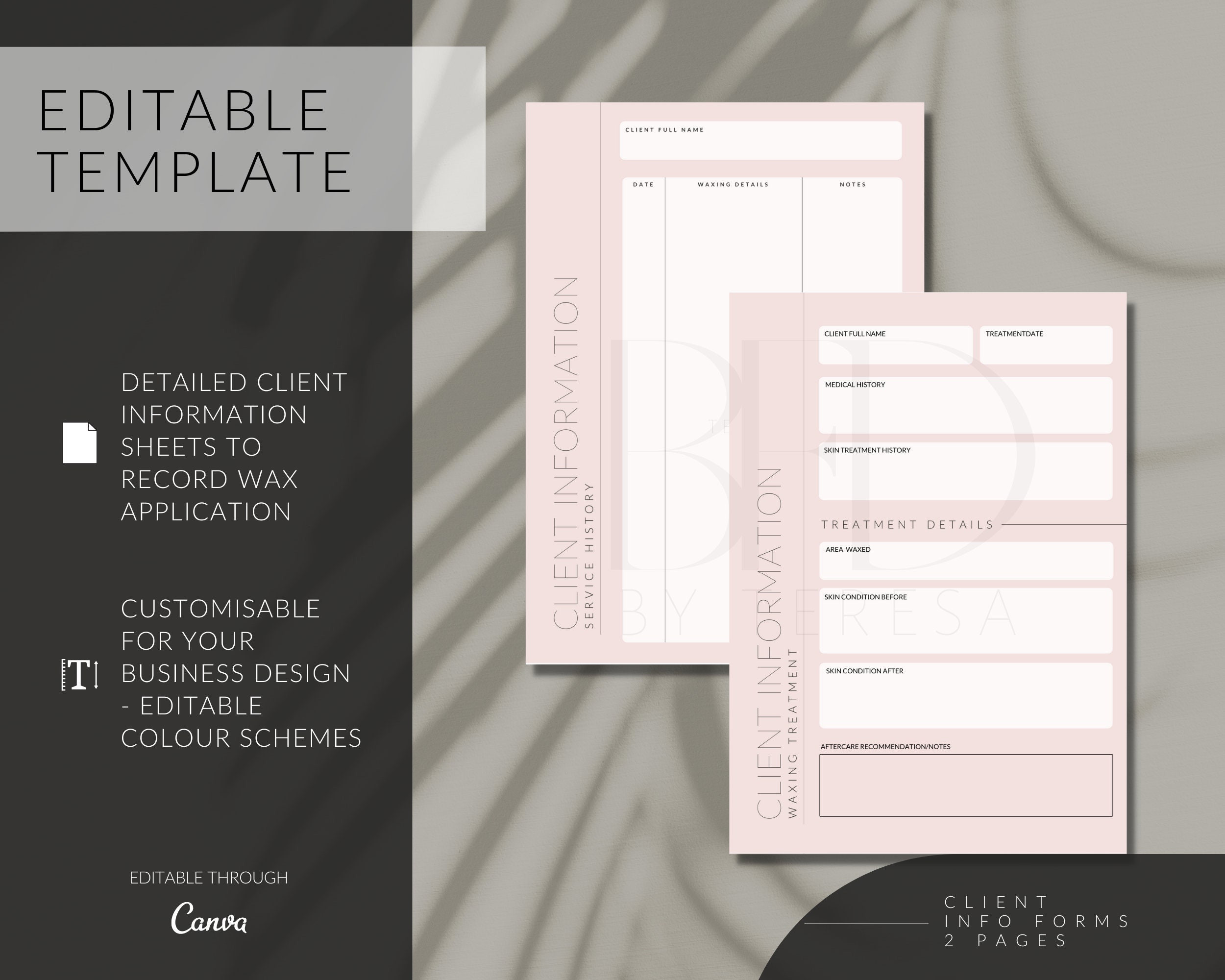 EDITABLE Waxing Consultation Form Bundle, Waxing Consent Forms, Waxing ...