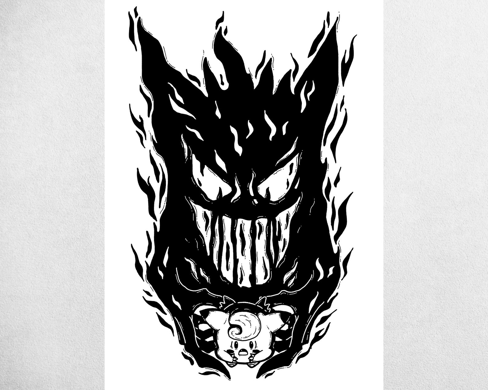 Gengar Shadow of Clefable - Pocket Beast Art Print Poster - Etsy