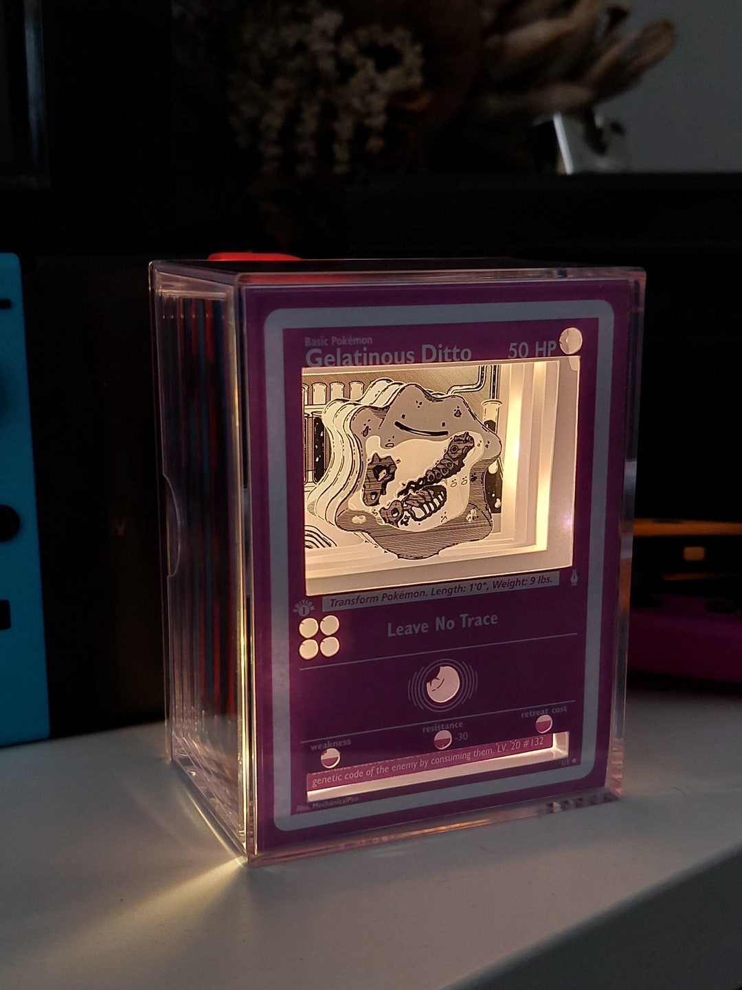 3D Pokemon Card Shadow Box Ditto Gelatinous Light up Pokemon Card ...