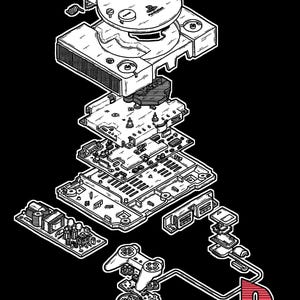 Exploded PS1 - Playstation Retro Gaming Console Isometric Art Print ...